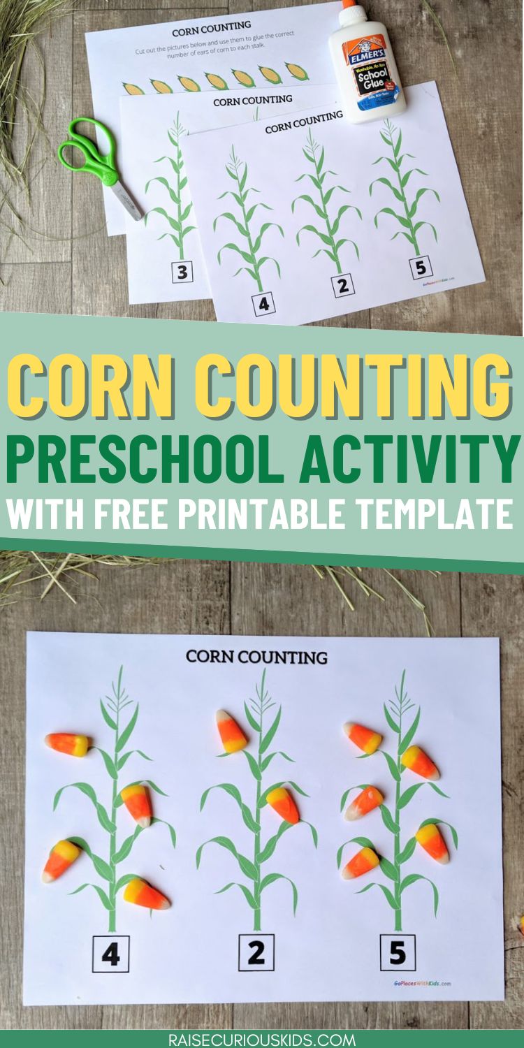 Corn Counting Preschool Activity- with printable - Raise Curious Kids