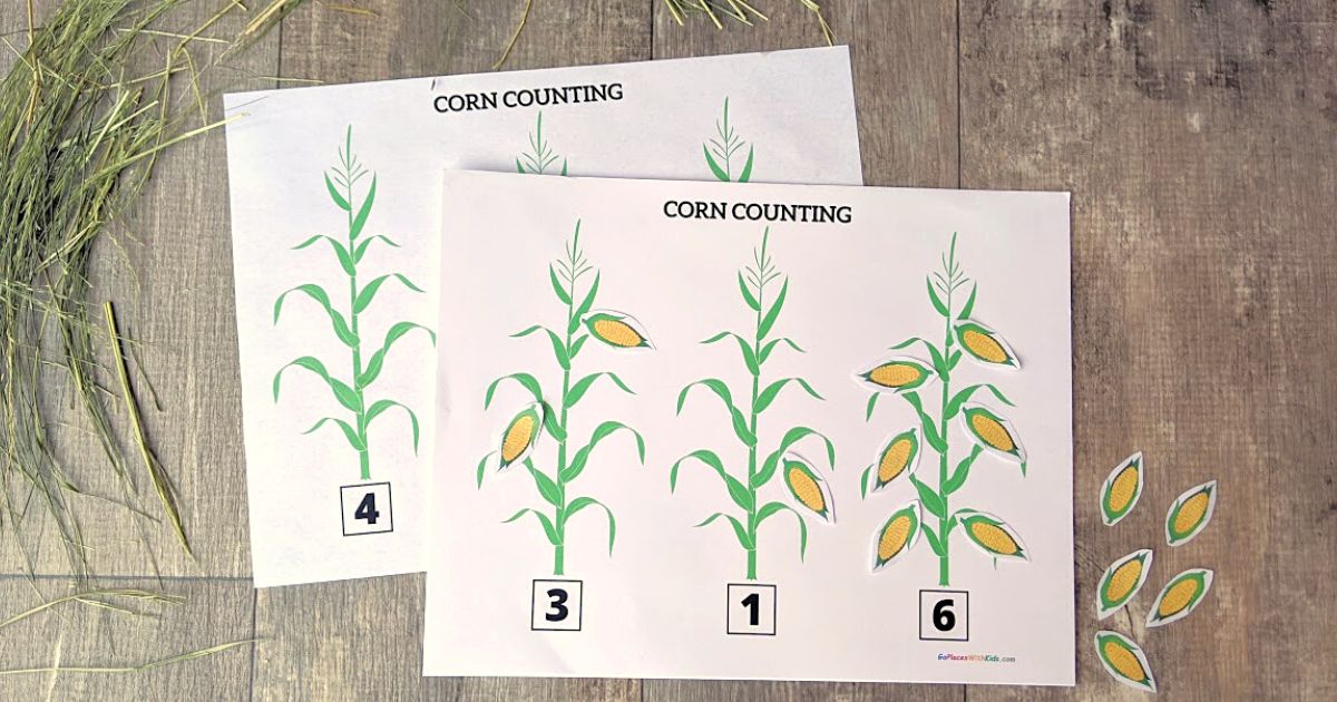 Corn Counting Preschool Activity- with printable - Raise Curious Kids