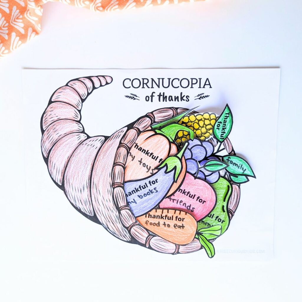 Cornucopia Craft for Kids- Cultivate Thankfulness! - Raise Curious Kids