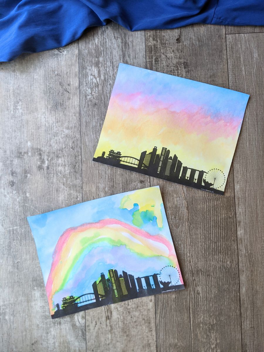 City Skyline Watercolor Painting for Kids - Raise Curious Kids