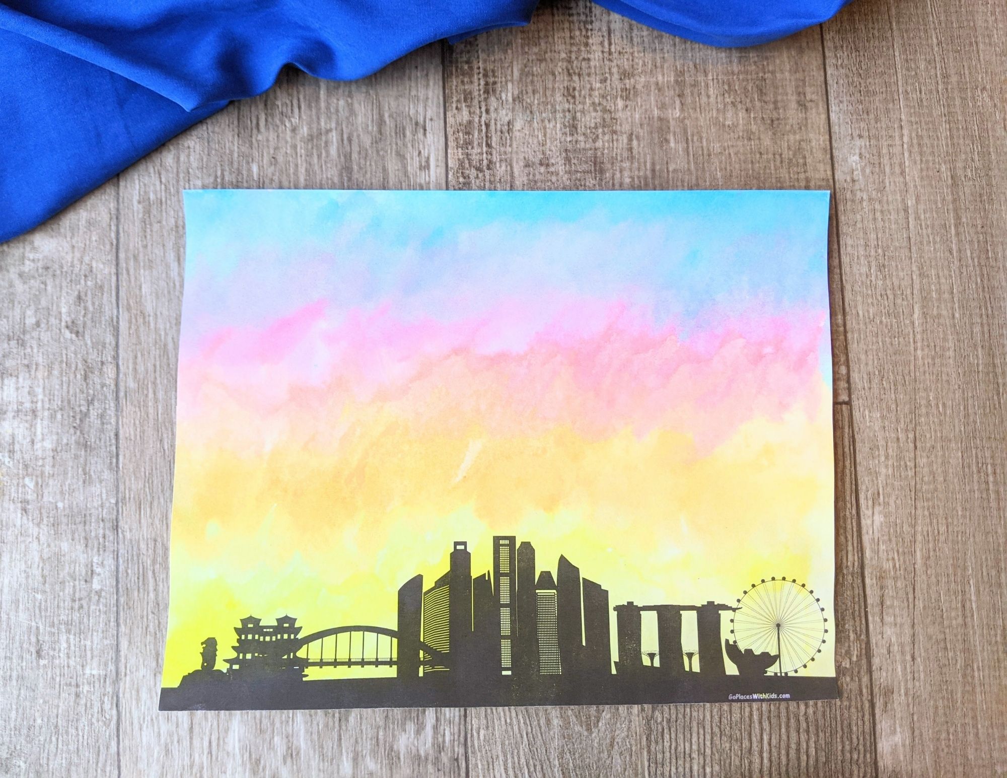 City Skyline Watercolor Painting for Kids - Raise Curious Kids