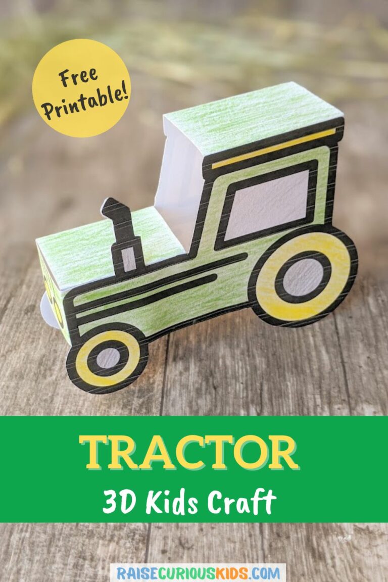 3D Tractor Craft for Kids- with printable - Raise Curious Kids