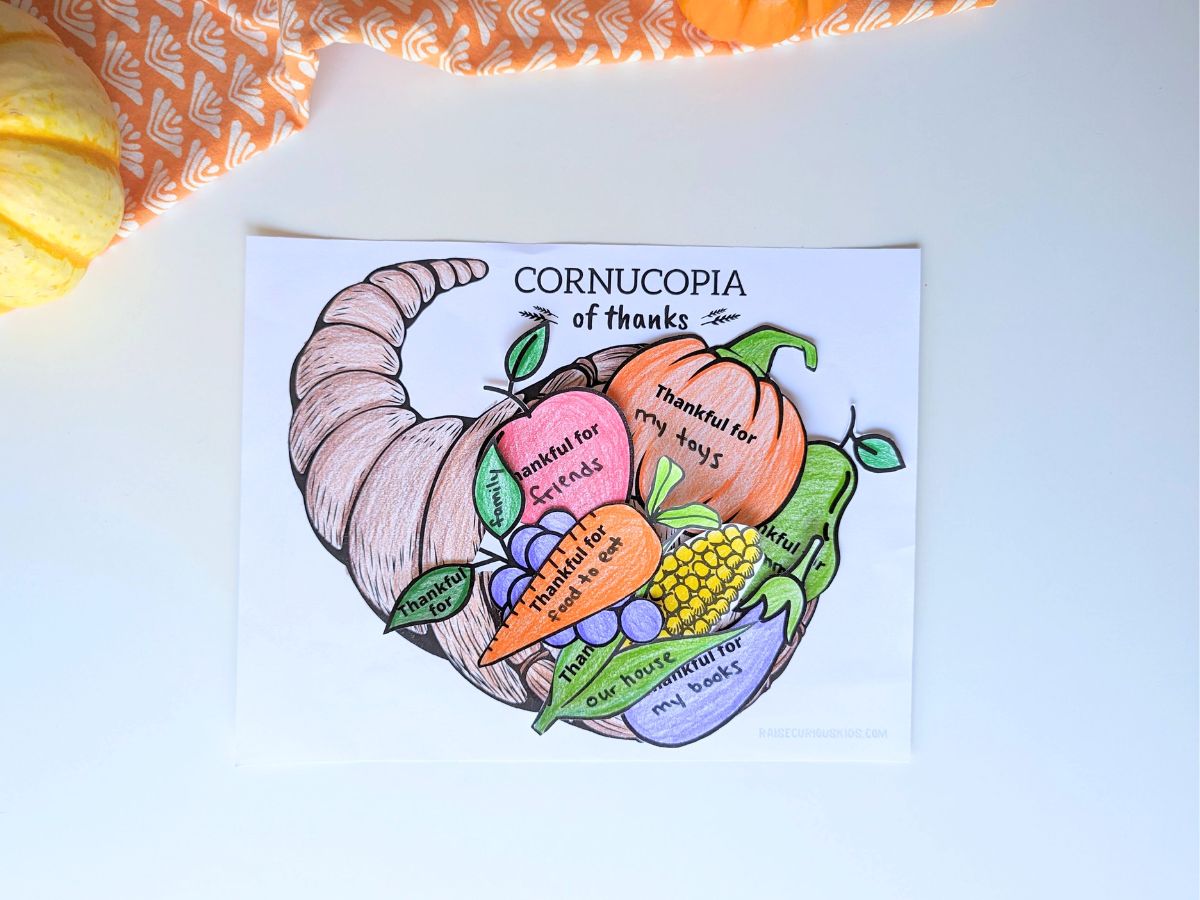 Cornucopia Craft for Kids- Cultivate Thankfulness! - Raise Curious Kids