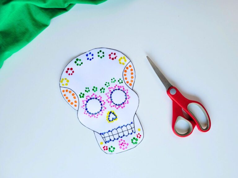 Sugar Skull Dot Art Craft (Free Template) - Raise Curious Kids