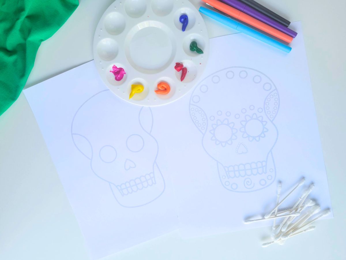 Sugar Skull Dot Art Craft (Free Template) - Raise Curious Kids
