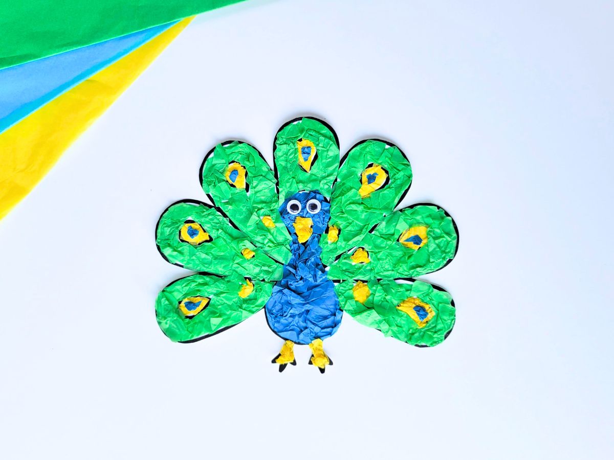 Peacock Tissue Paper Craft - Raise Curious Kids