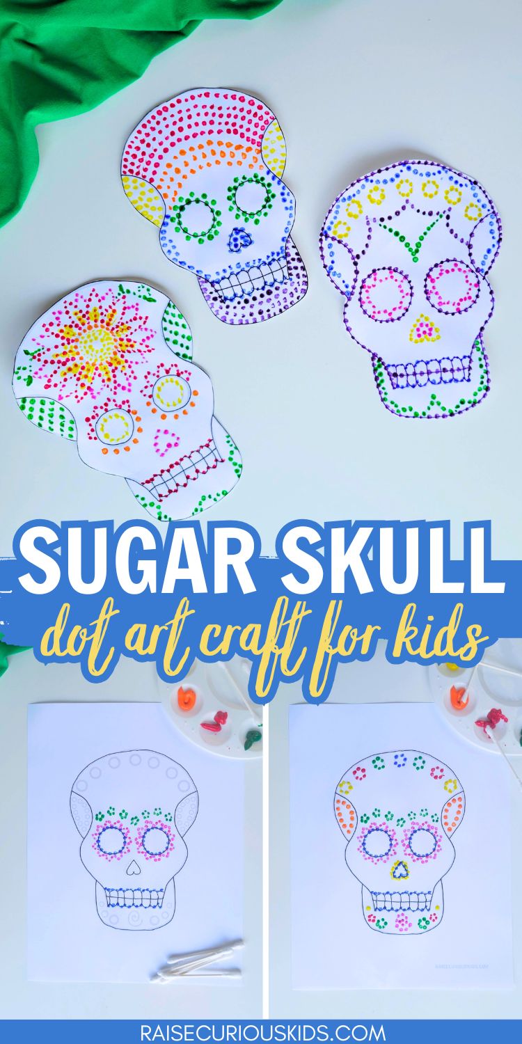 Sugar Skull Dot Art Craft (Free Template) - Raise Curious Kids