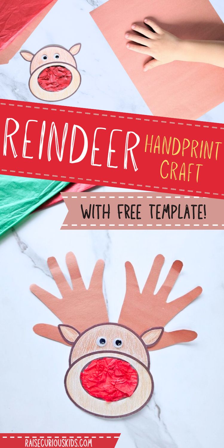 Cute and Easy Reindeer Handprint Craft - Raise Curious Kids