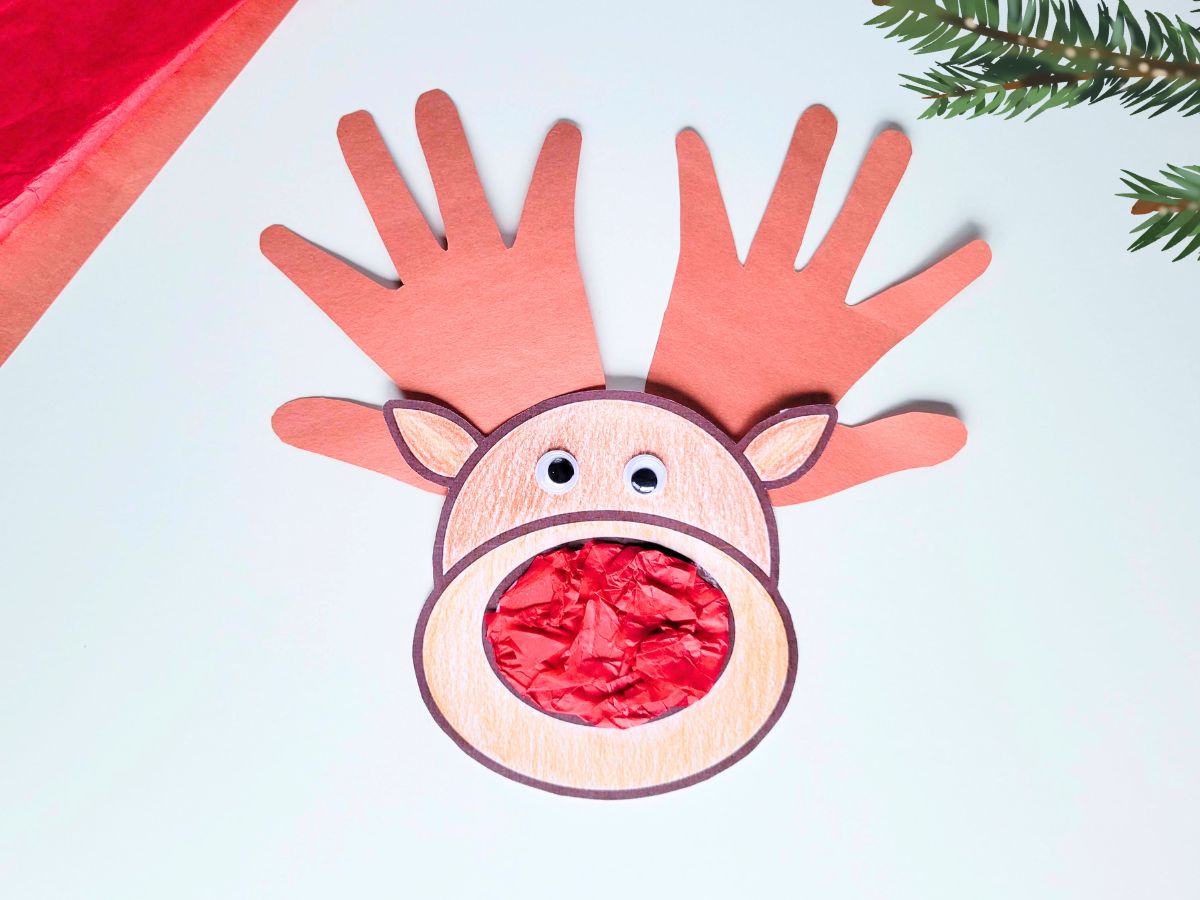Cute and Easy Reindeer Handprint Craft - Raise Curious Kids