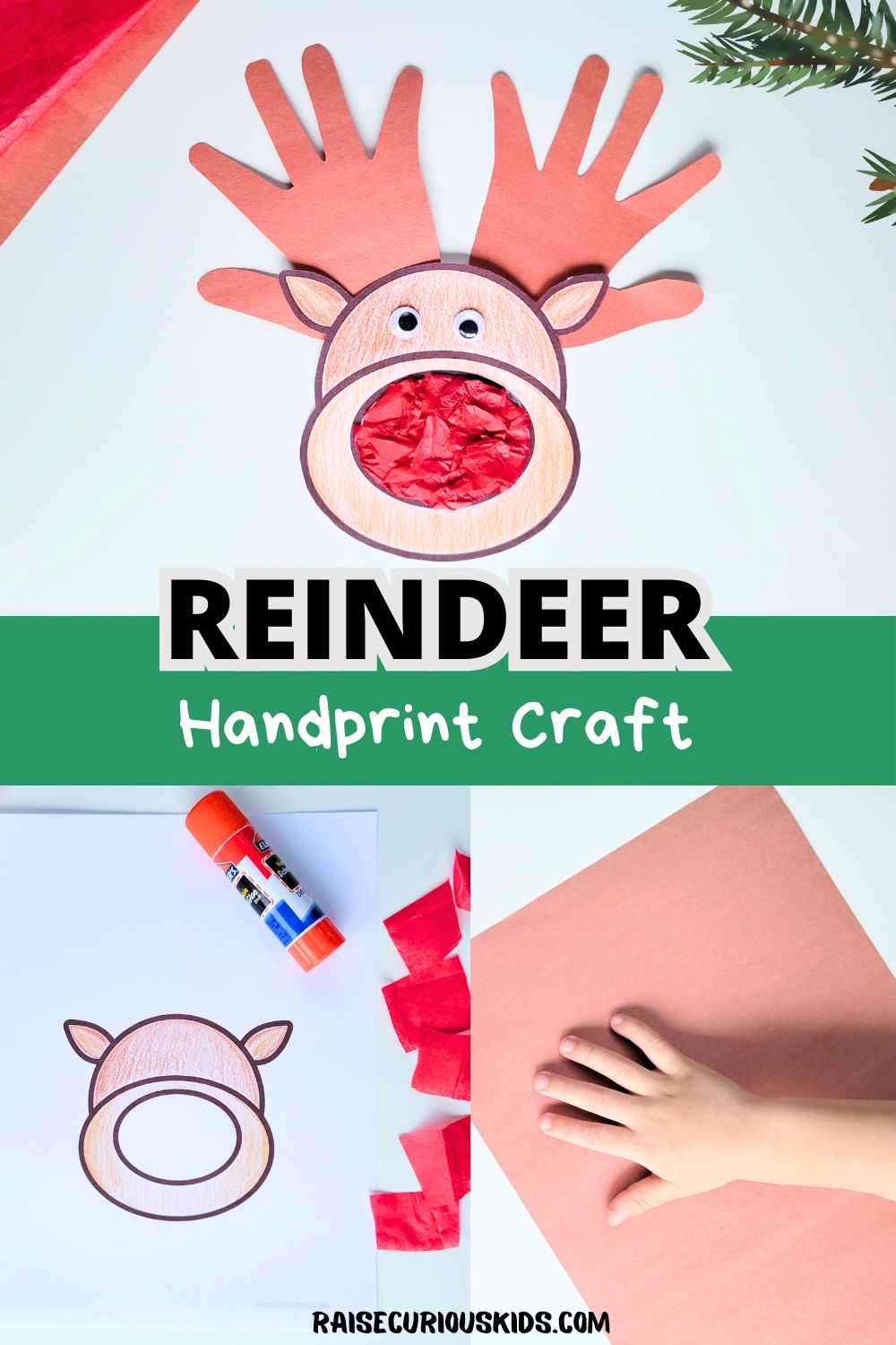 Cute and Easy Reindeer Handprint Craft - Raise Curious Kids