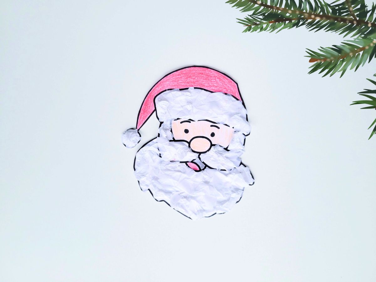 Santa Face Tissue Paper Craft (Free Template) - Raise Curious Kids
