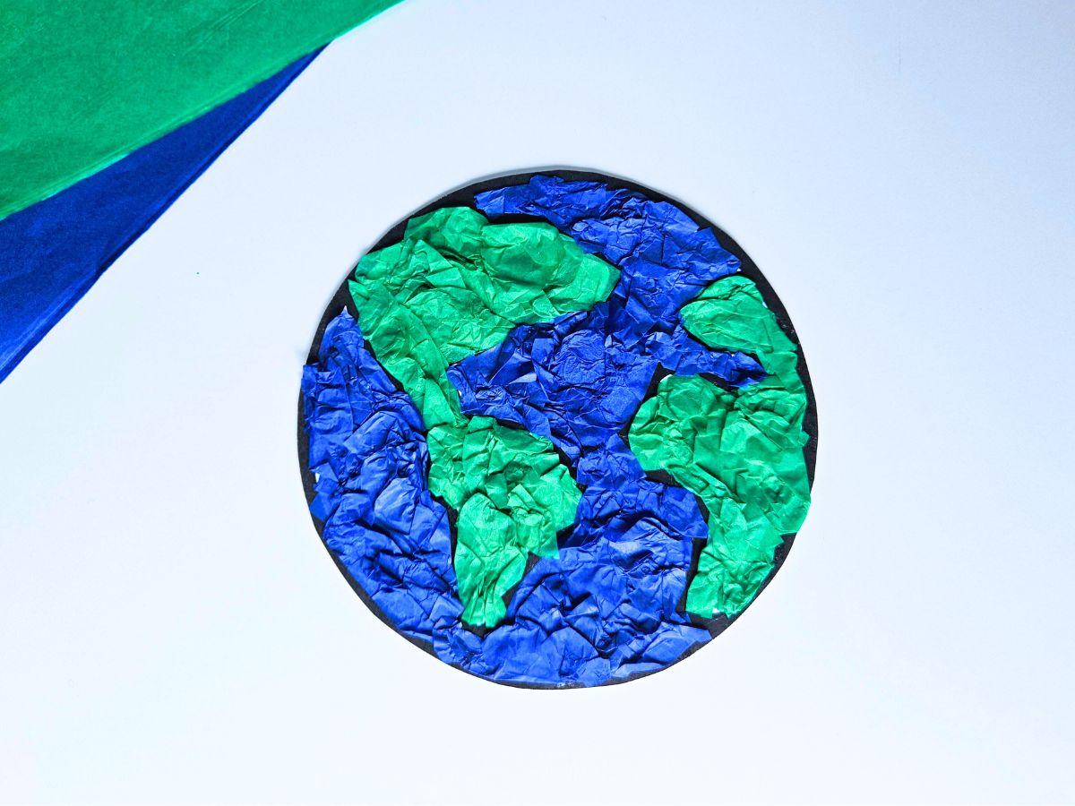 Easy Tissue Paper Earth Craft (free template) - Raise Curious Kids