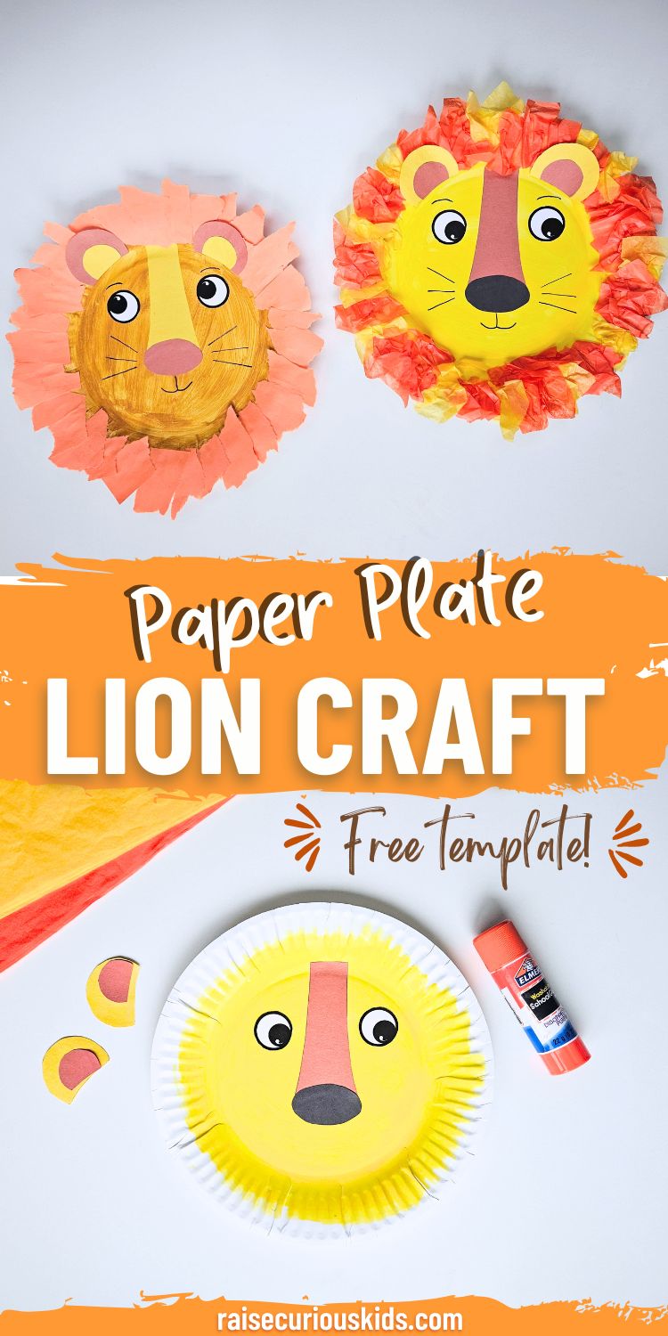 Lion Paper Plate Craft (free template) - Raise Curious Kids