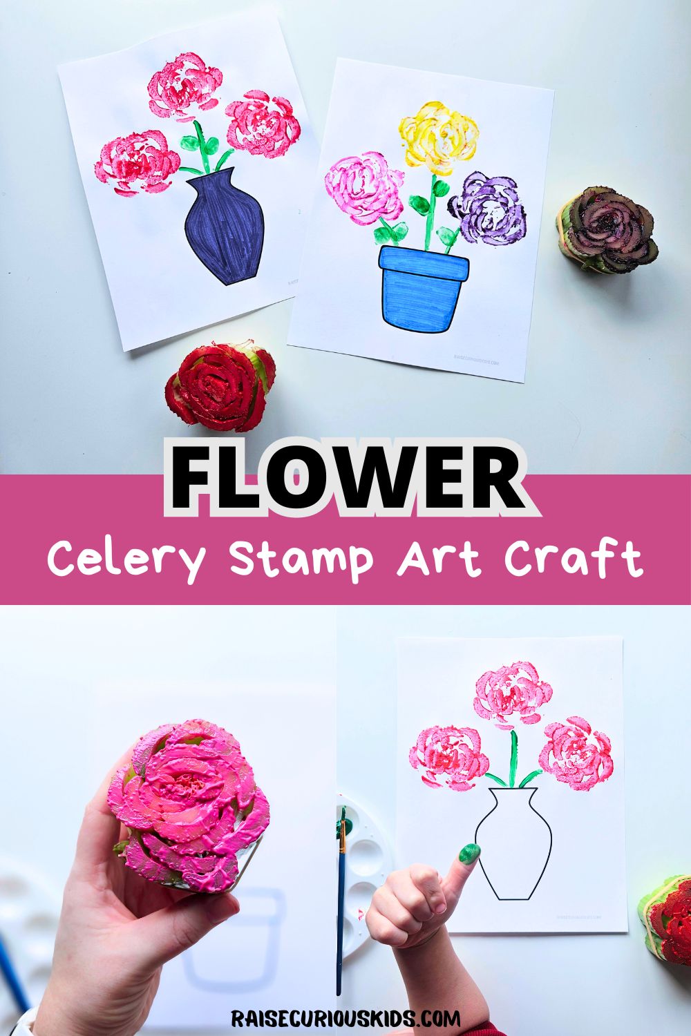 How to Make Celery Stamp Flowers (Free template) - Raise Curious Kids