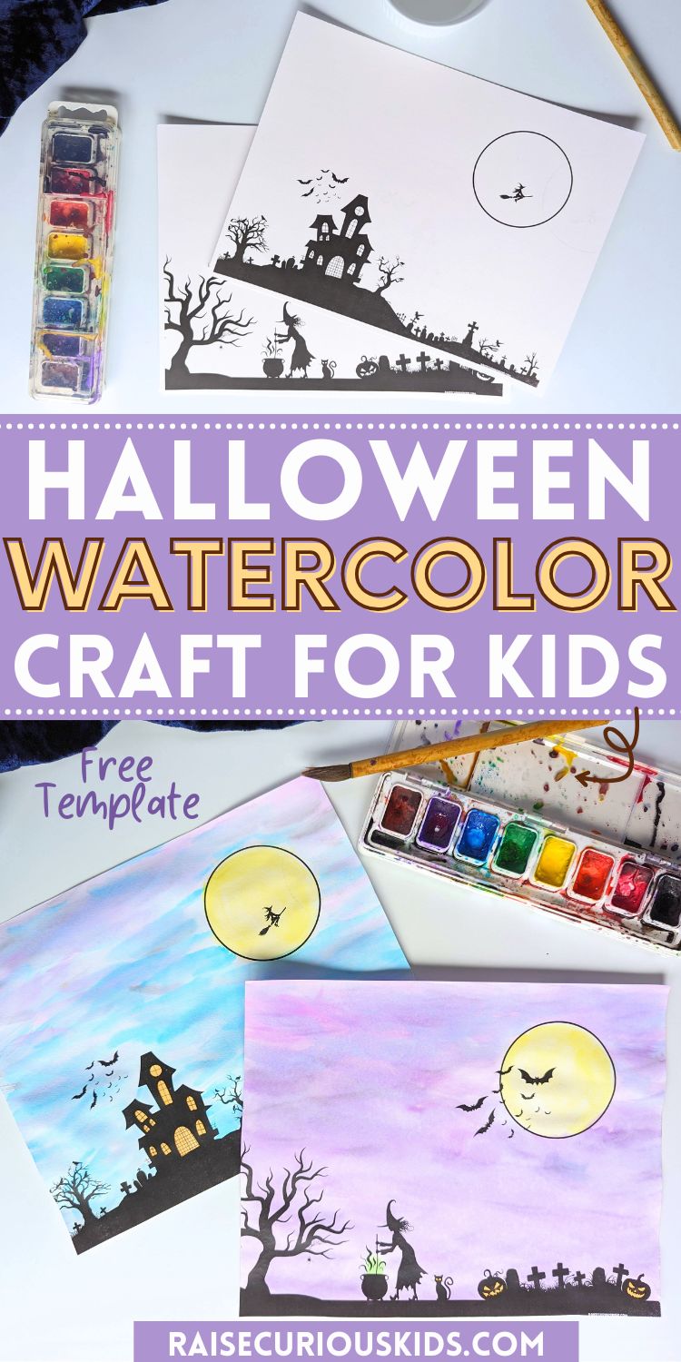 Halloween Watercolor Painting (Haunted House & Witch Printables ...