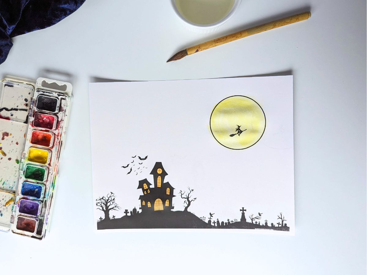 Halloween Watercolor Painting (Haunted House & Witch Printables ...