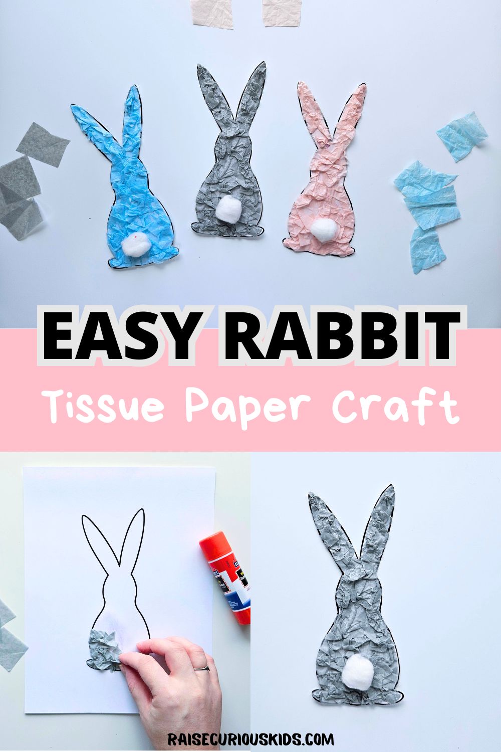 Easy Rabbit Tissue Paper Craft for Kids - Raise Curious Kids