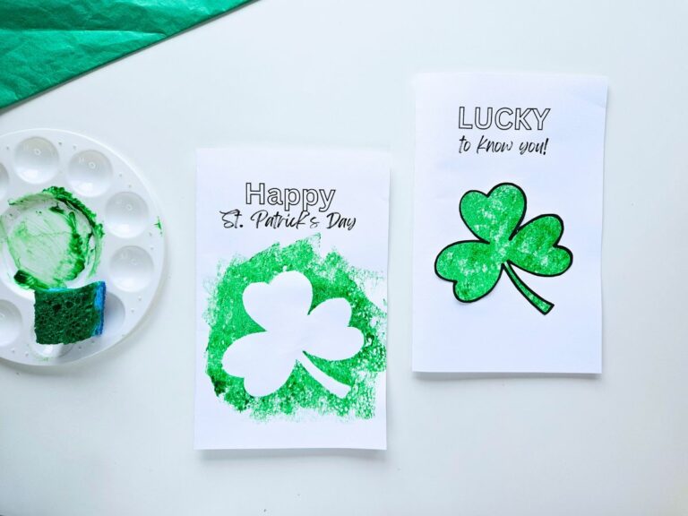 Shamrock Sponge Painting Craft (free St. Patrick's Day Card Templates ...