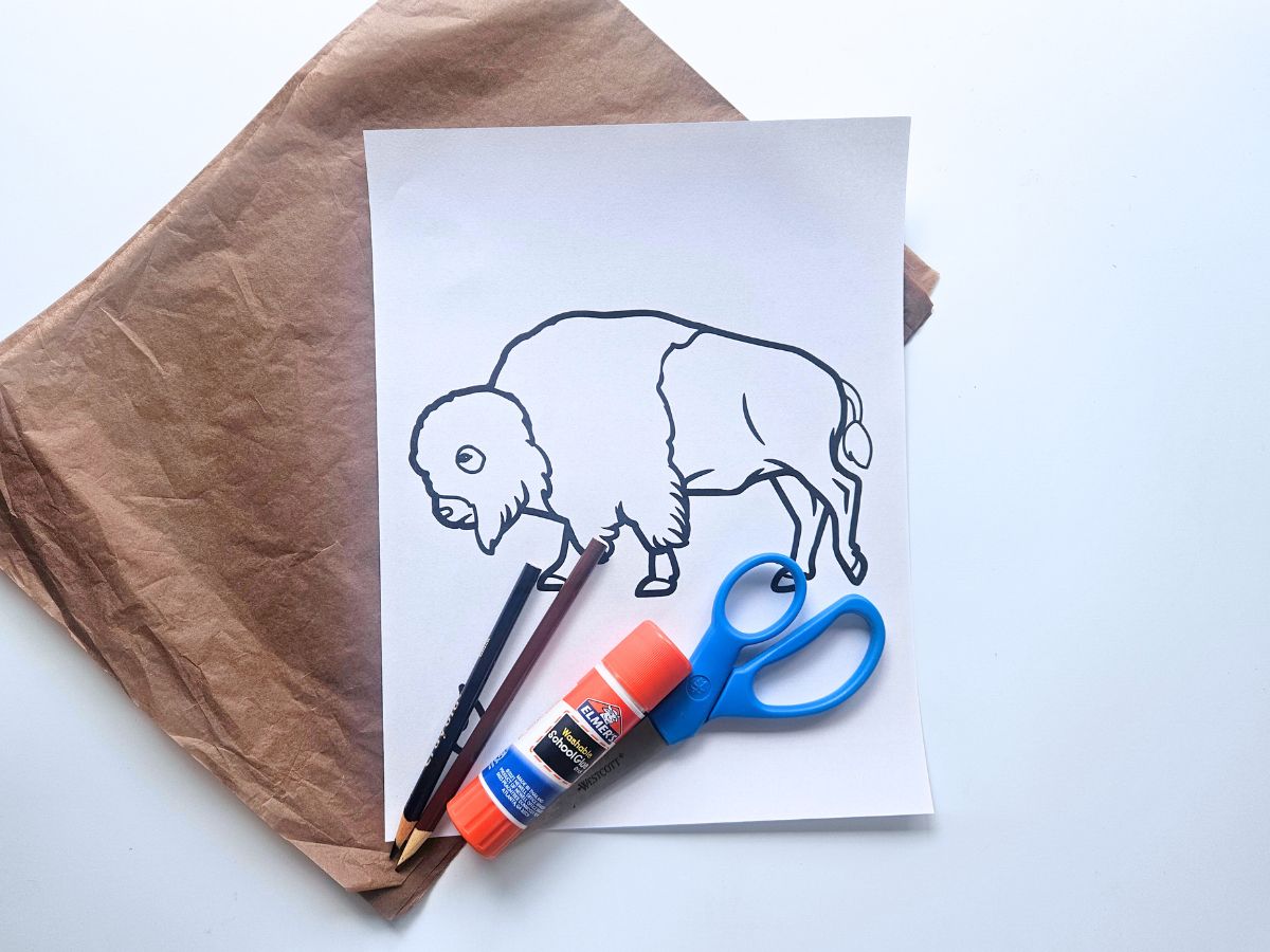 American Bison Tissue Paper Craft for Kids - Raise Curious Kids