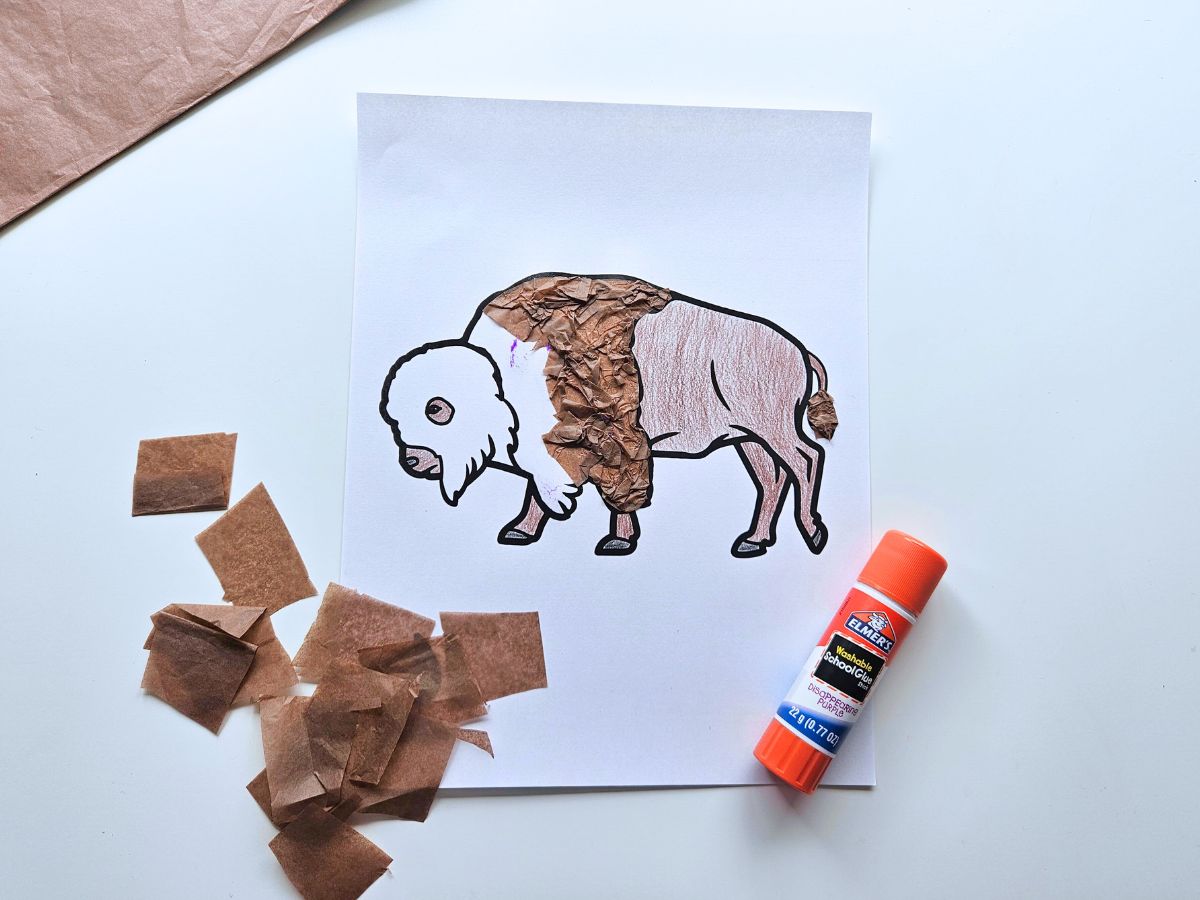 American Bison Tissue Paper Craft for Kids - Raise Curious Kids