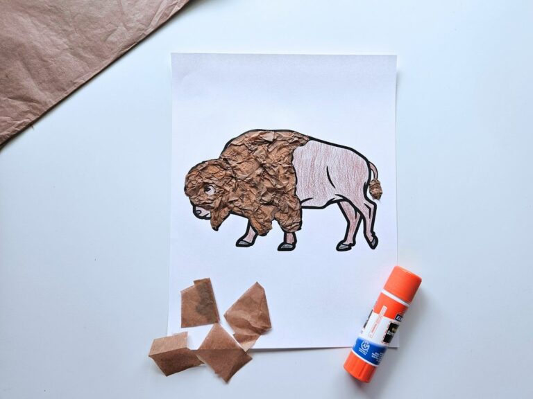 American Bison Tissue Paper Craft for Kids - Raise Curious Kids
