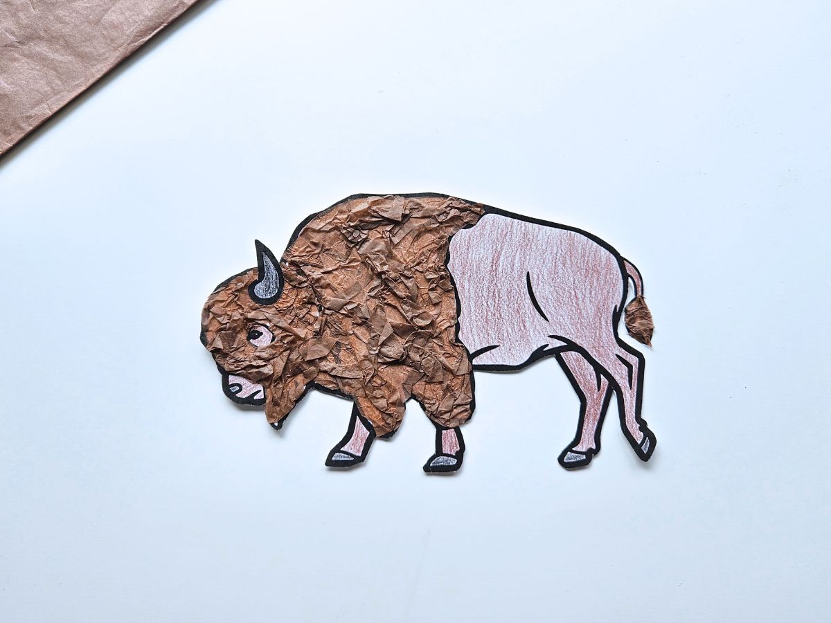 American Bison Tissue Paper Craft for Kids - Raise Curious Kids