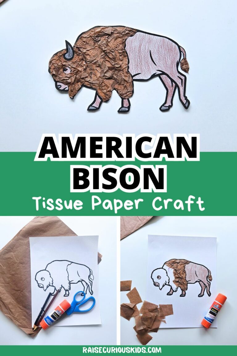 American Bison Tissue Paper Craft for Kids - Raise Curious Kids