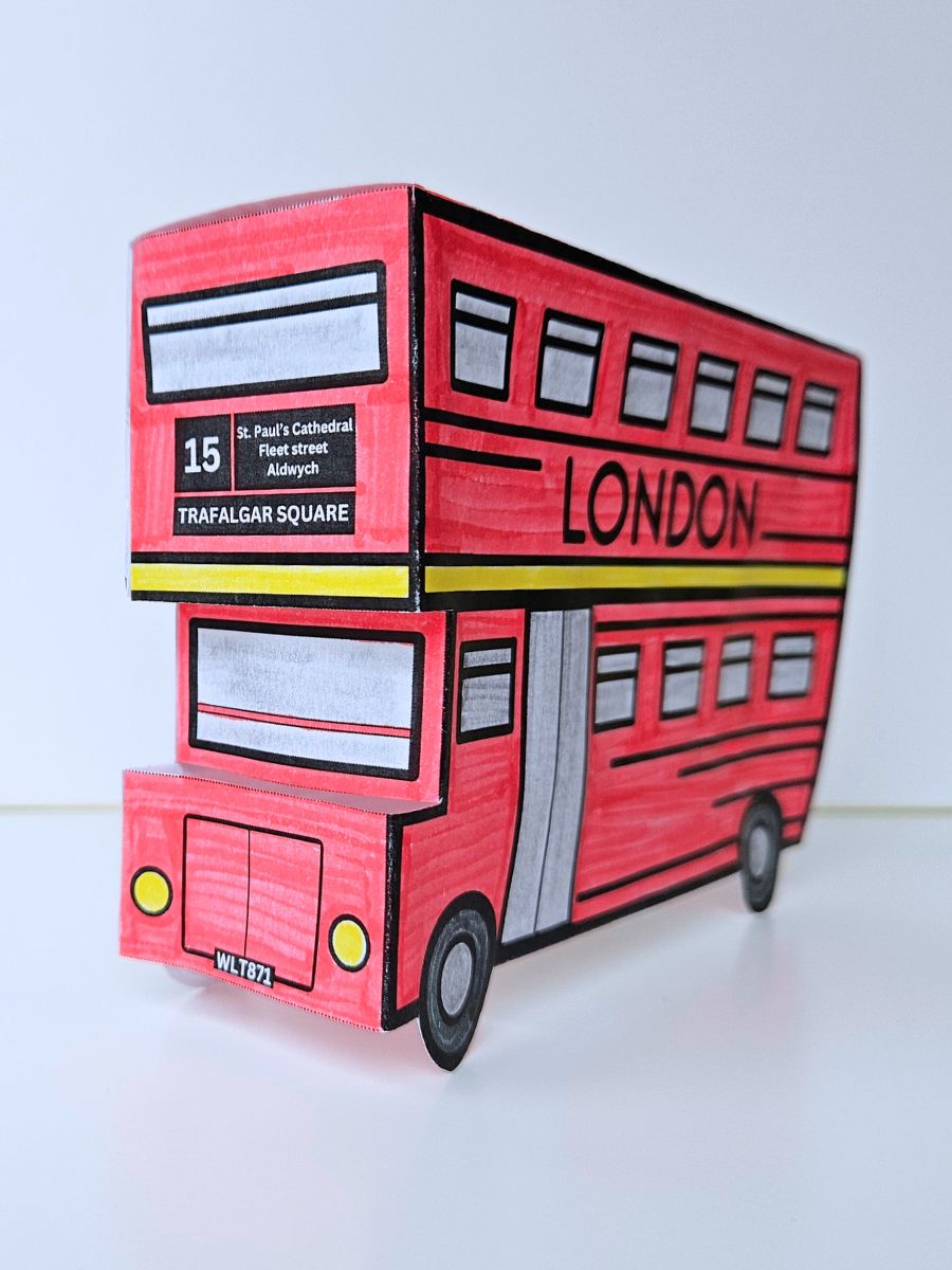 Double Decker Bus 3D Craft for Kids - Raise Curious Kids