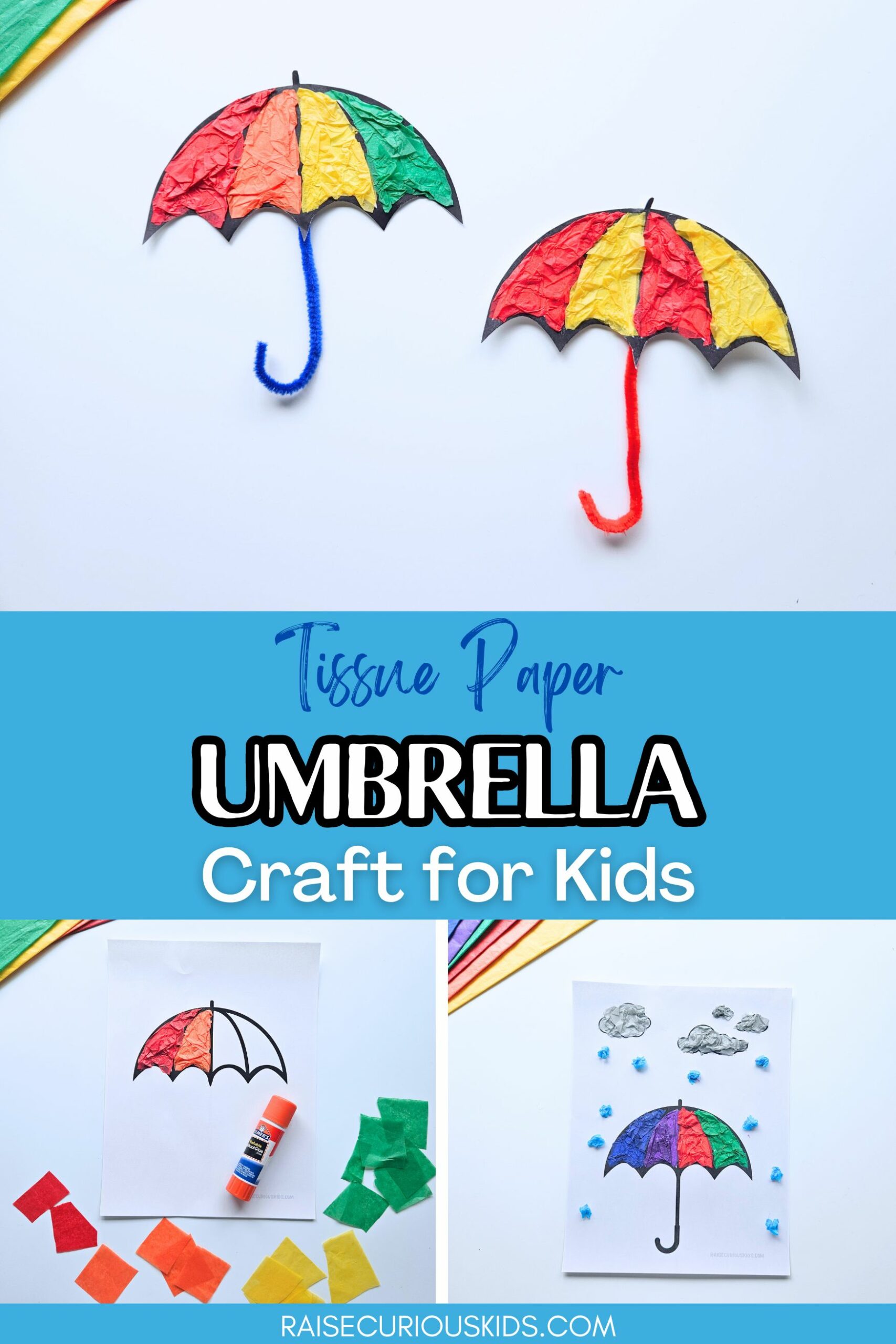 Umbrella Tissue Paper Craft for Kids - Raise Curious Kids
