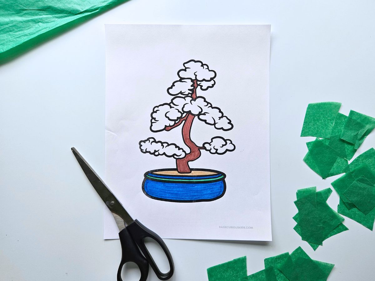 Bonsai Tree Tissue Paper Craft - Raise Curious Kids