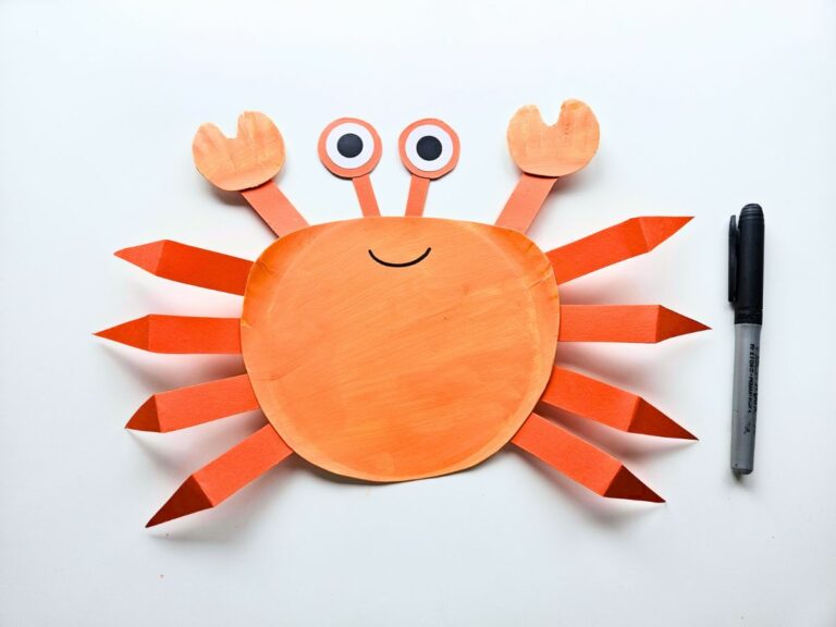 Paper Plate Crab Craft for Kids (free template) - Raise Curious Kids