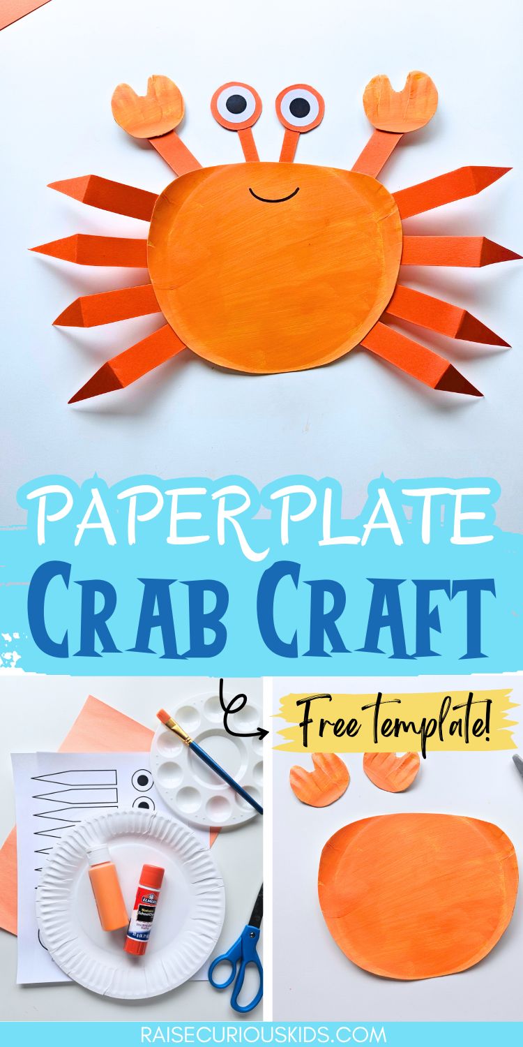 Paper Plate Crab Craft for Kids (free template) - Raise Curious Kids