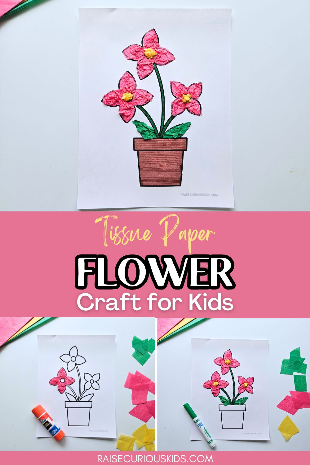Easy Flower Tissue Paper Craft for Kids - Raise Curious Kids
