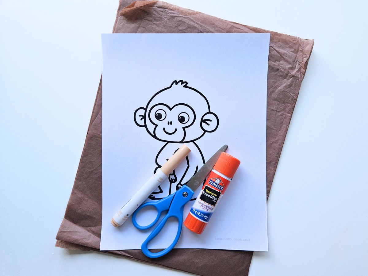 Monkey Tissue Paper Craft for Kids - Raise Curious Kids
