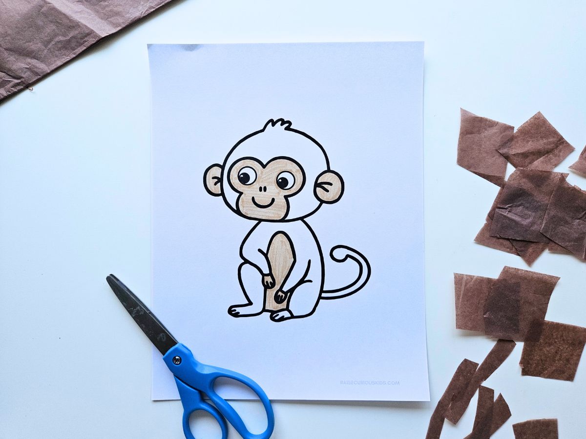 Monkey Tissue Paper Craft for Kids - Raise Curious Kids