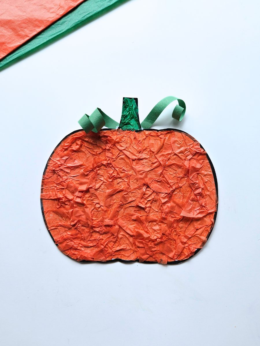 Easy Pumpkin Tissue Paper Craft for Kids - Raise Curious Kids