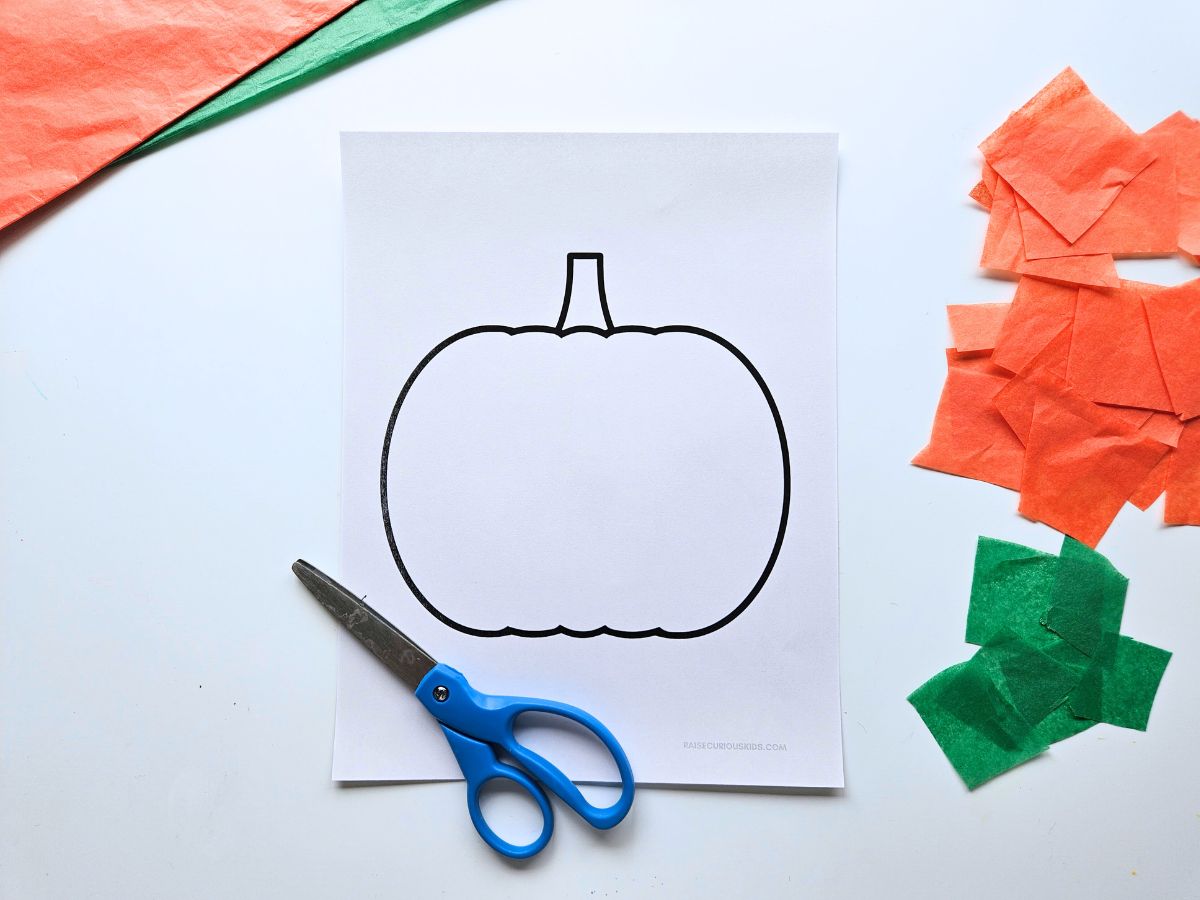 Easy Pumpkin Tissue Paper Craft for Kids - Raise Curious Kids