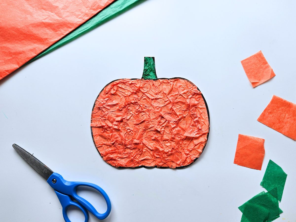 Easy Pumpkin Tissue Paper Craft for Kids - Raise Curious Kids