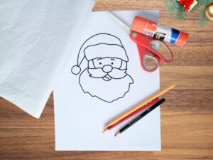 Santa Face Tissue Paper Craft (Free Template) - Raise Curious Kids