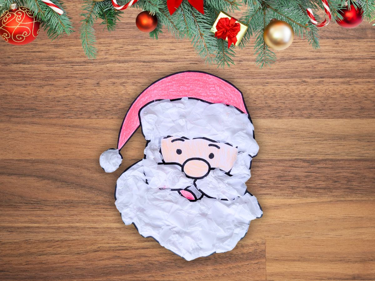 Santa Face Tissue Paper Craft (Free Template) - Raise Curious Kids