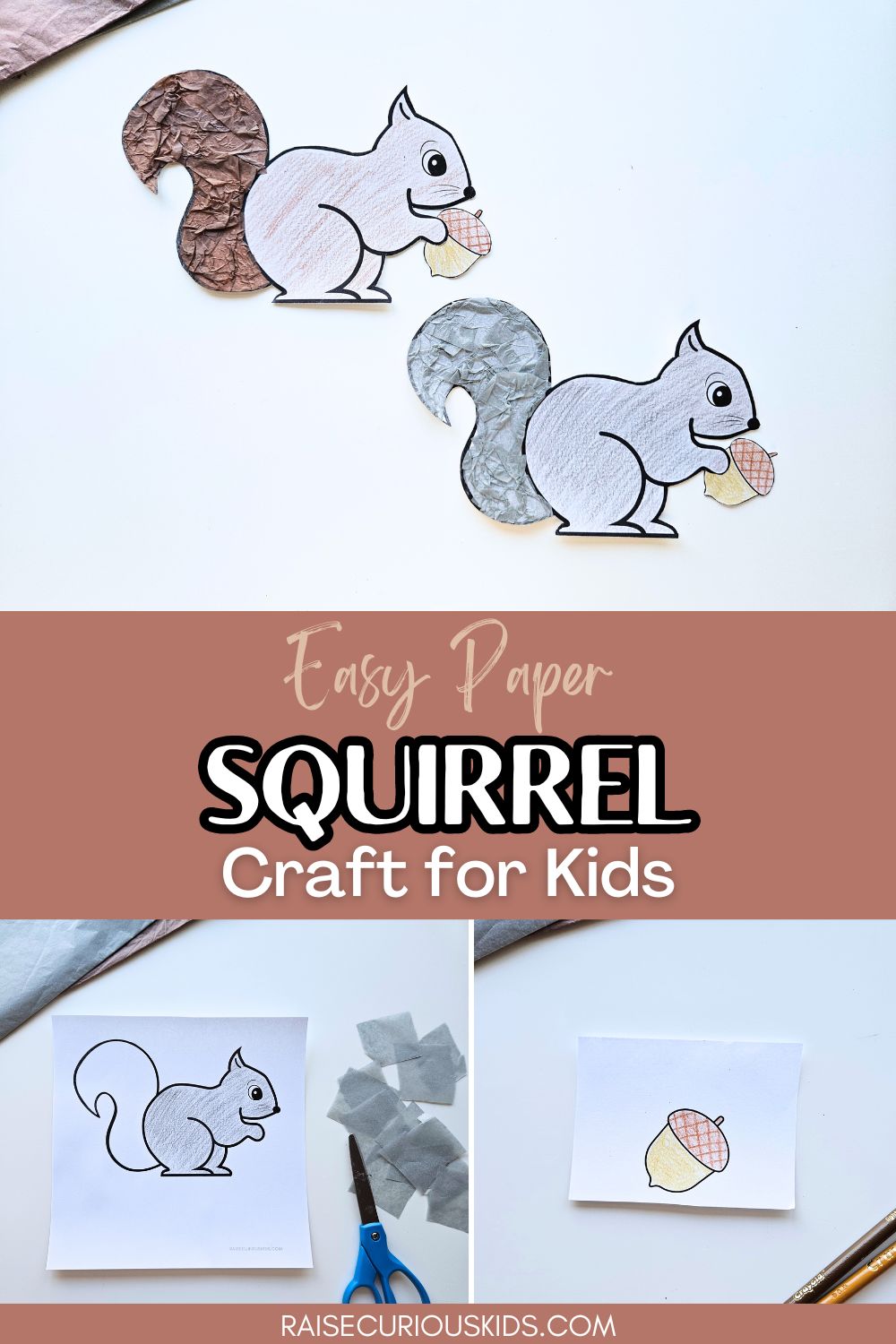 Squirrel Tissue Paper Craft for Kids - Raise Curious Kids