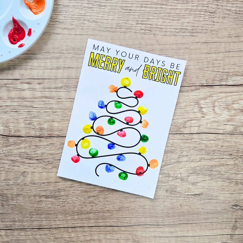 Christmas Lights Fingerpainting Craft (with free Christmas Card ...