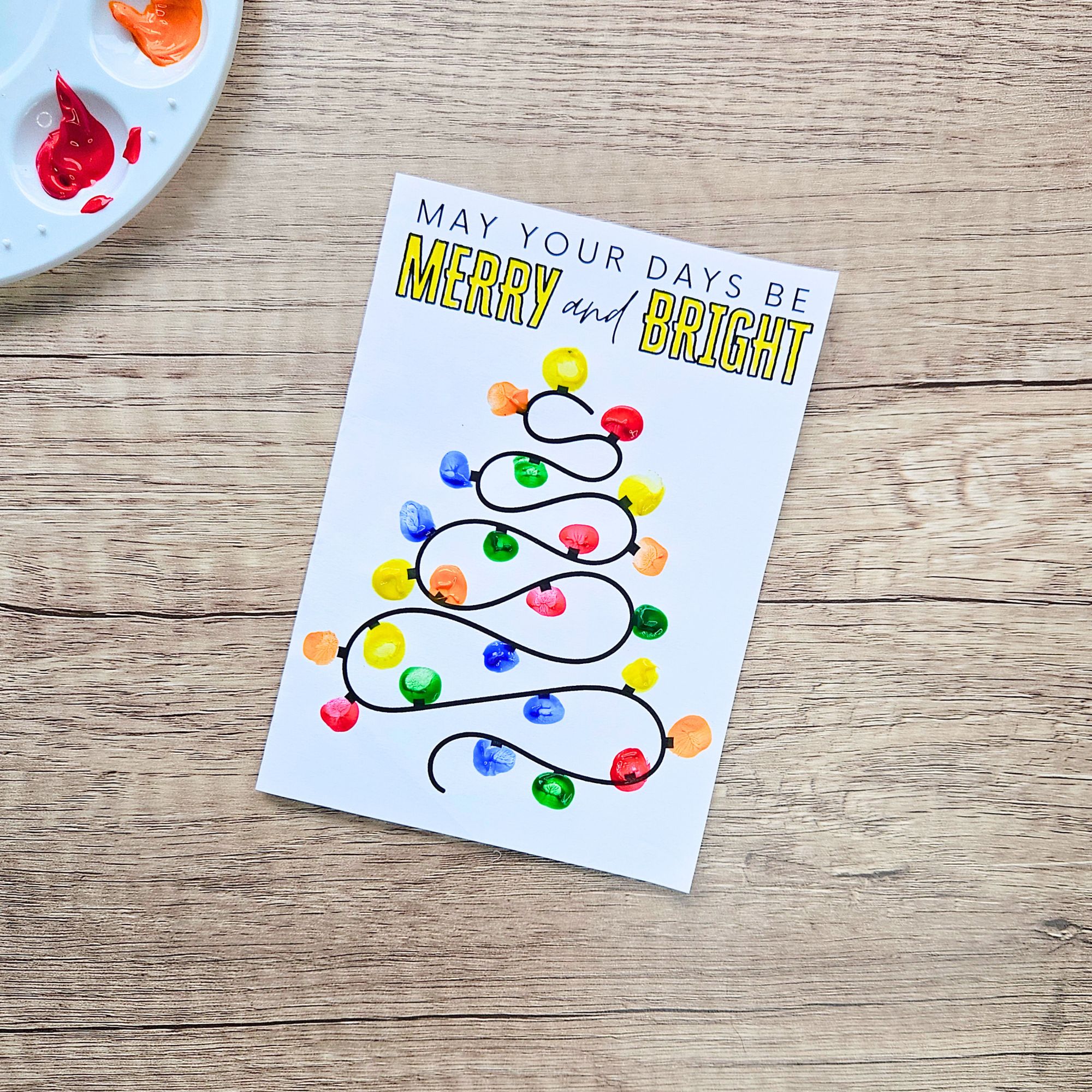 Christmas Lights Fingerpainting Craft (with free Christmas Card ...