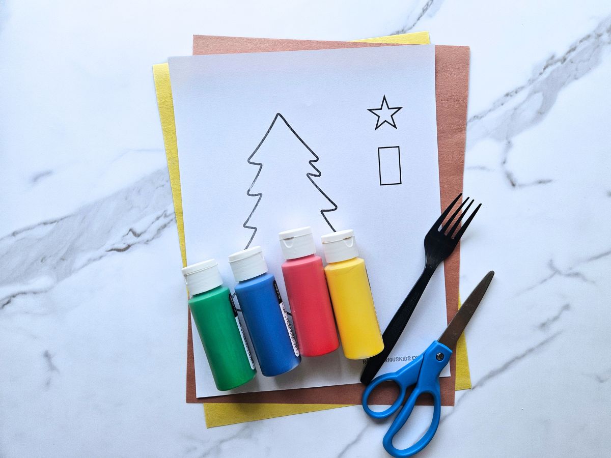 Christmas Tree Fork Painting Craft for Kids - Raise Curious Kids
