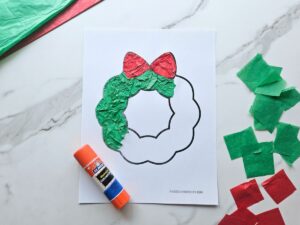 Christmas Wreath Tissue Paper Craft for Kids - Raise Curious Kids