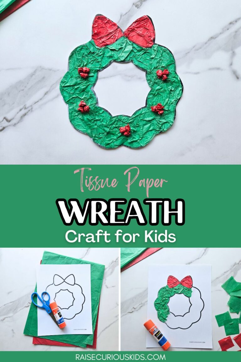 Christmas Wreath Tissue Paper Craft for Kids - Raise Curious Kids