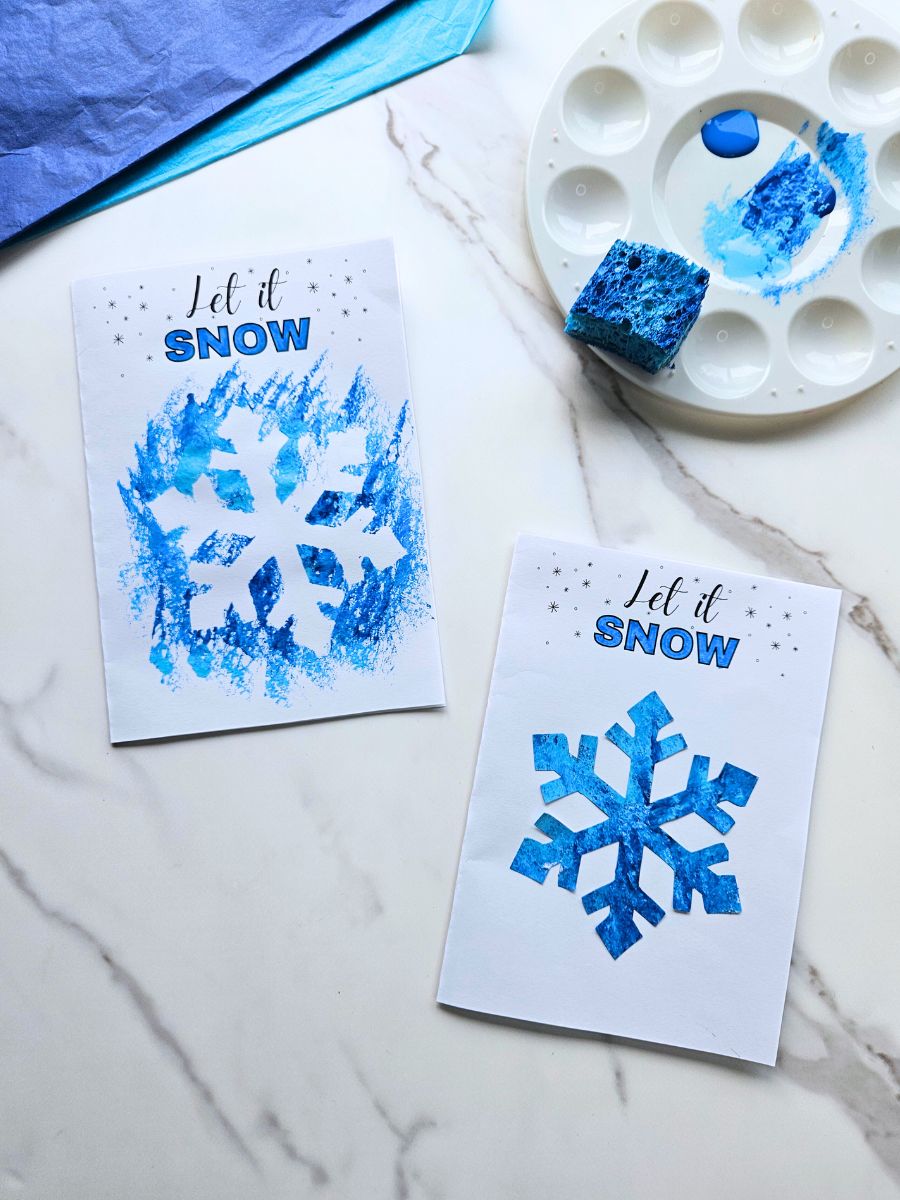 Snowflake Sponge Painting Craft (+ Christmas Card and Ornament ...