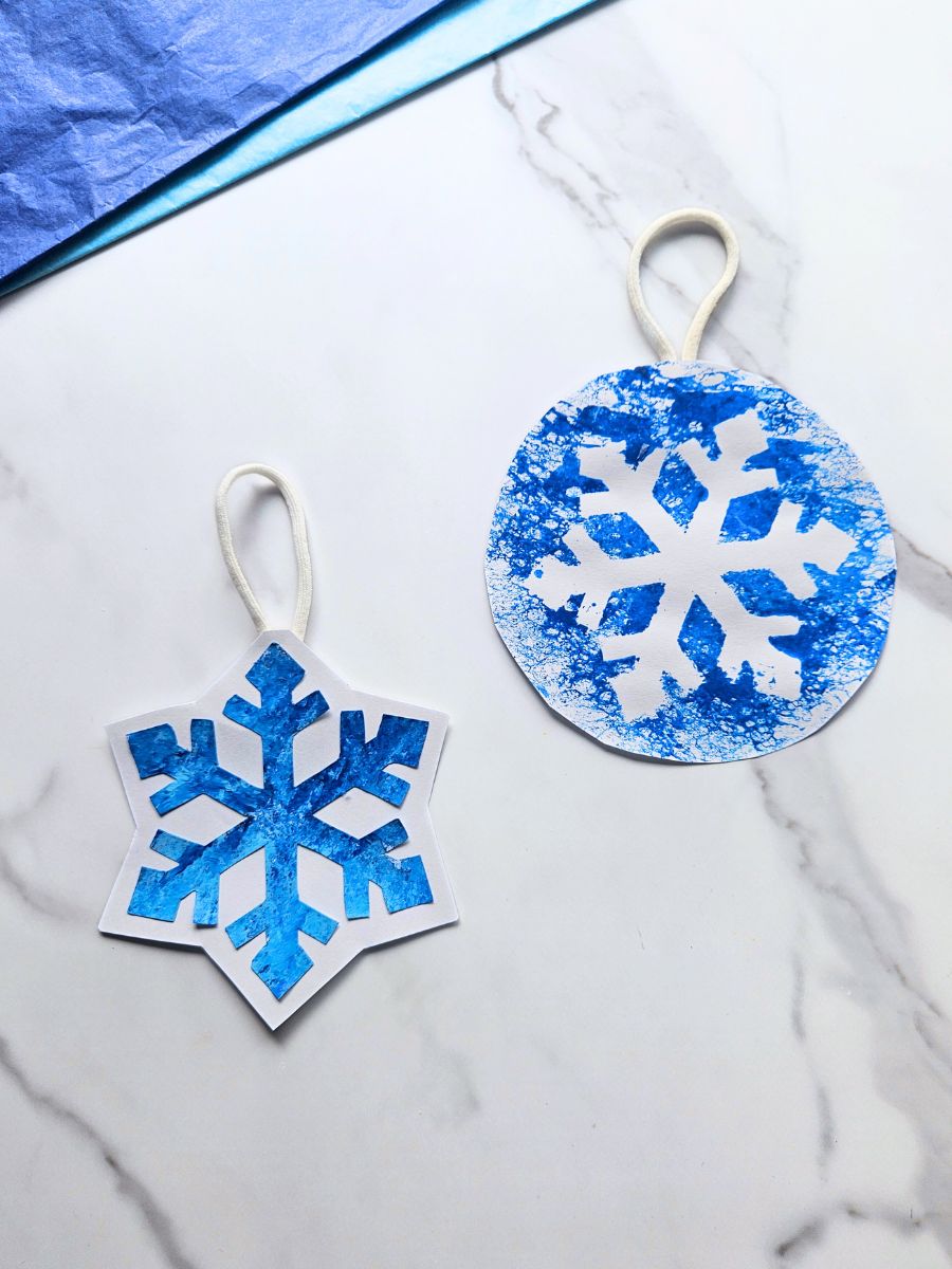 Snowflake Sponge Painting Craft (+ Christmas Card and Ornament ...