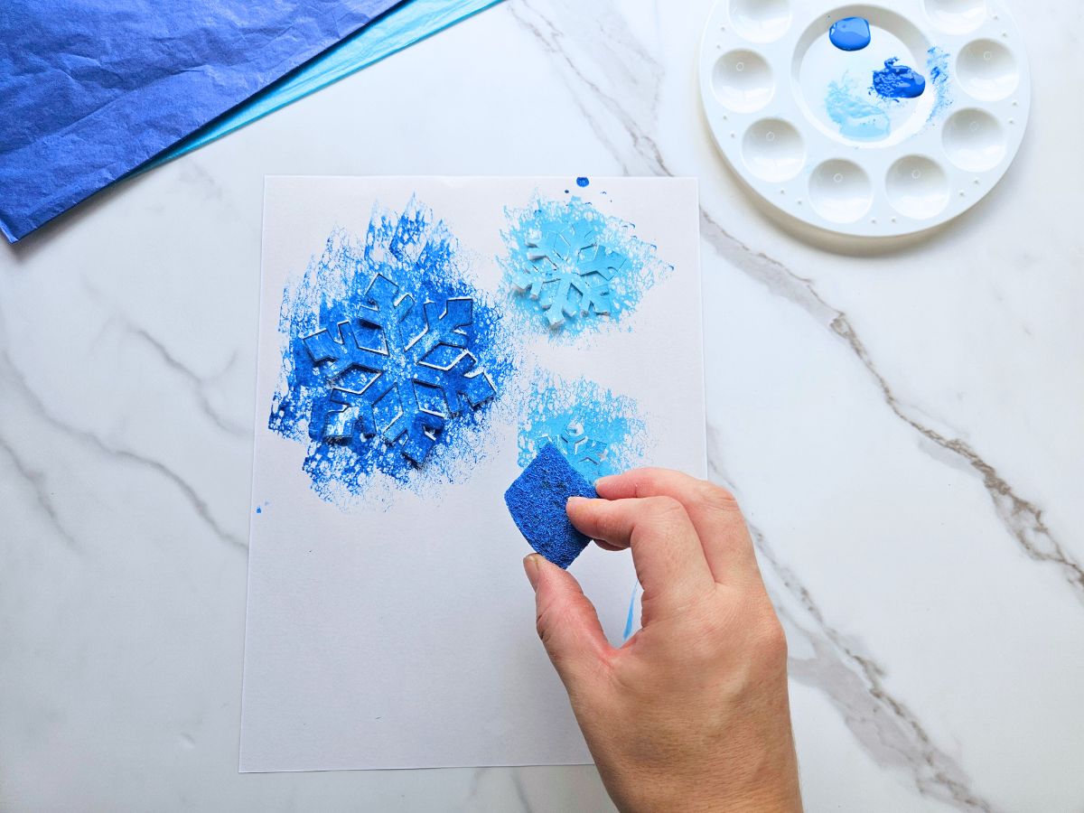 Snowflake Sponge Painting Craft (+ Christmas Card and Ornament ...