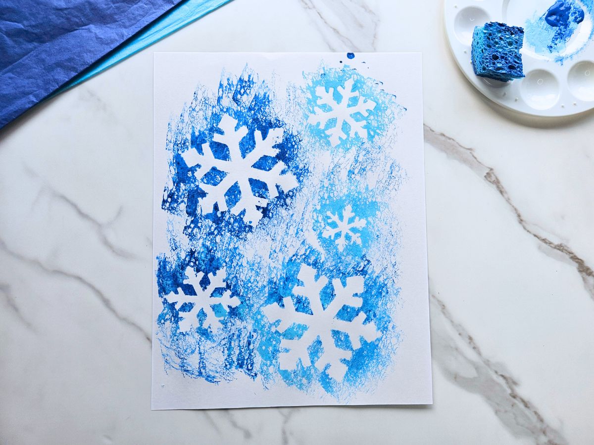 Snowflake Sponge Painting Craft (+ Christmas Card and Ornament ...